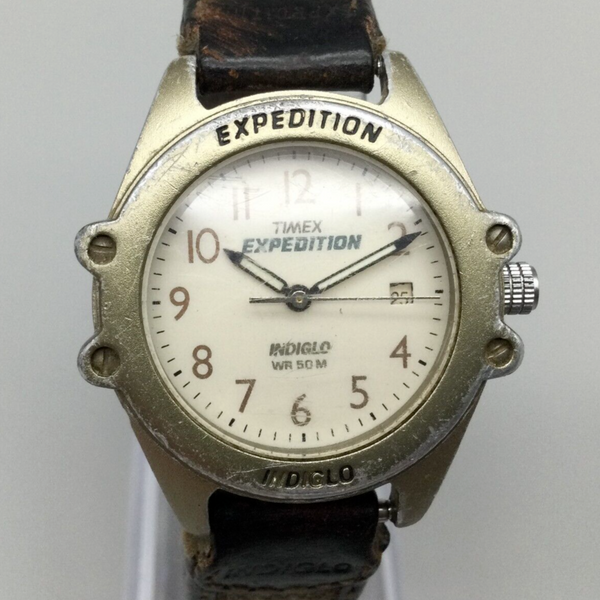 Vintage Timex Expedition Watch Men Gold Tone Date 50M Indiglo 2000 New ...