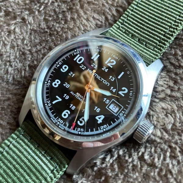 Hamilton Khaki Field H704450 Black Dial Date Automatic Men's Watch from ...