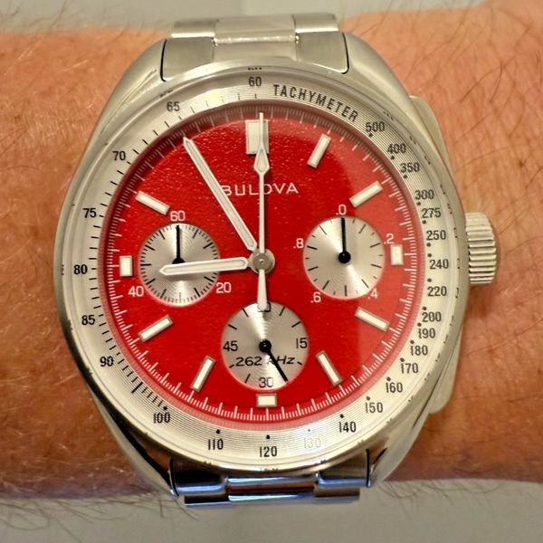 Bulova Lunar Pilot Chronograph Quartz Red Dial Men's Watch 96K115 ...