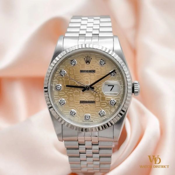 1996 36mm Rolex Oyster Perpetual Datejust 16234 10-Pt Diamond Jubilee ...