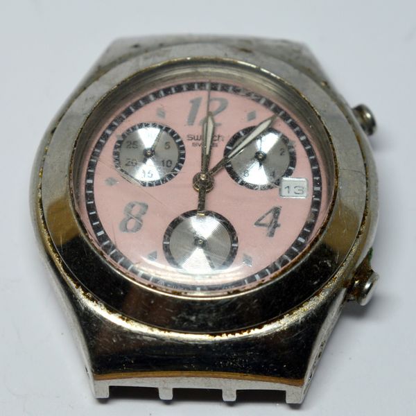 SWATCH 2005 IRONY CHRONOGRAPH QUARTZ PINK DIAL LADIES WATCH ...