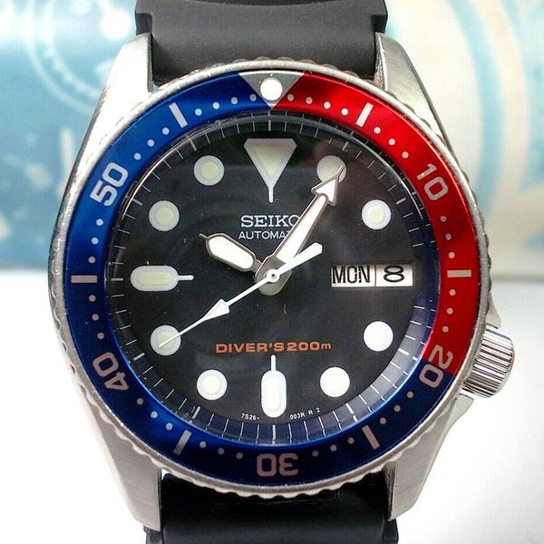 SEIKO DAY/DATE DIVERS 200M SKX015 WATCH 7S26-0030 PEPSI (SN 750036 ...
