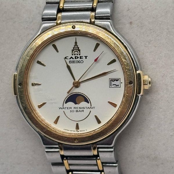 Seiko Cadet Moonphase Quartz Watch 6F32-6000 Japanese Made 36mm Water ...