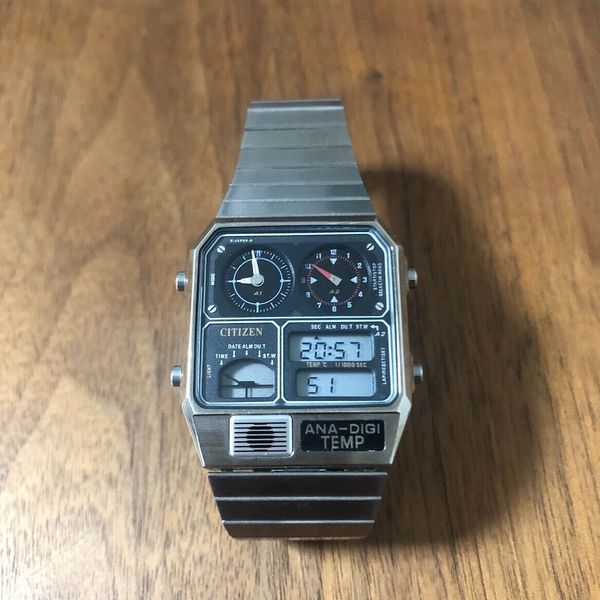 CITIZEN ANA-DIGI TEMP Analog & Digital Silver Black Thermometer classic ...