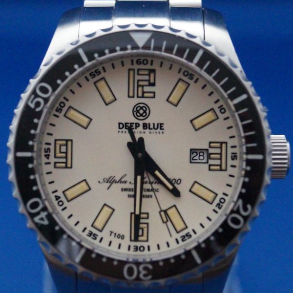 SOLD! Deep Blue Alpha Marine 500 - Full lume dial/tritium T-100 markers ...