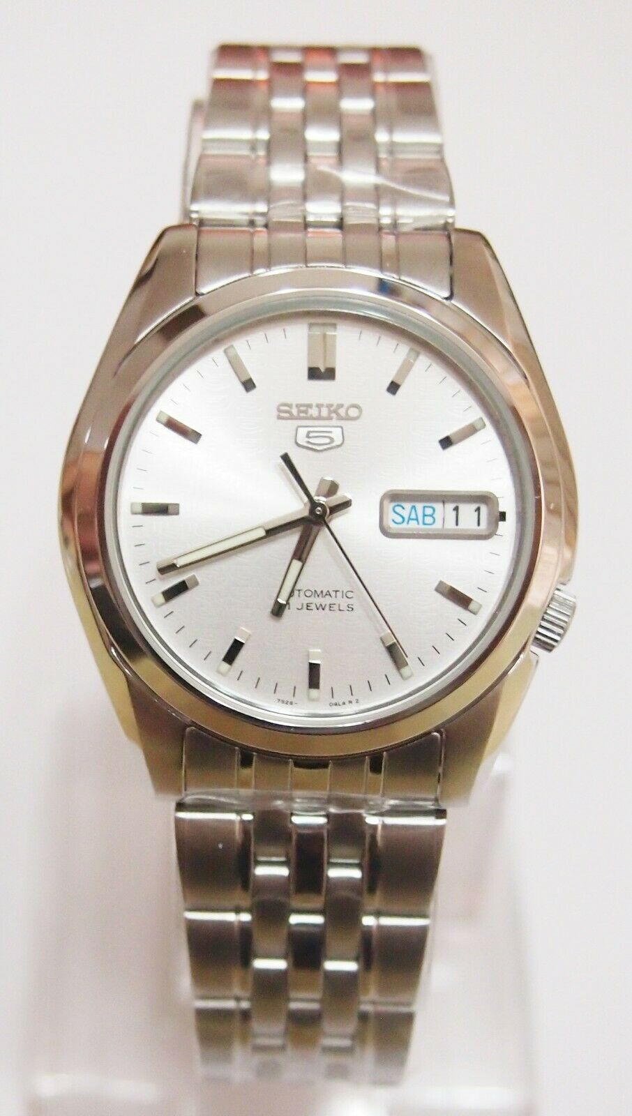 SNK355K1 SEIKO 5 Stainless Steel Band Automatic Men's Silver Watch NIB | WatchCharts Marketplace