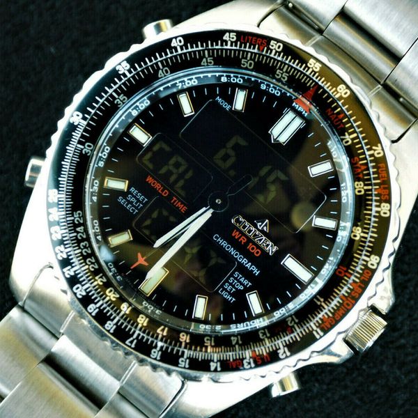 Citizen C460 Promaster World Time Alarm Chronograph WR100 Pilot ...