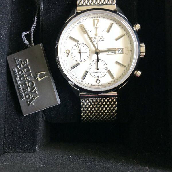 Bulova ACCU Swiss Men's 63C116 Automatic Chronograph Silver-tone 41mm ...