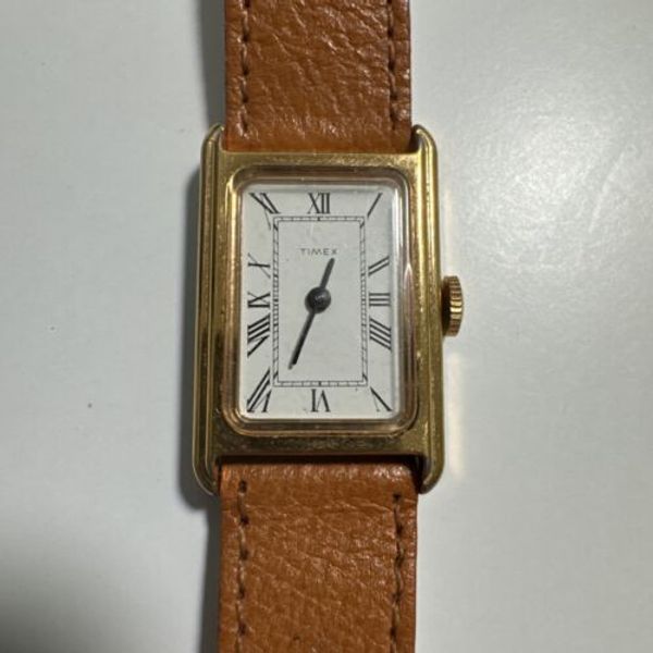 Rare Vintage Womenâ s Timex Tank Style Mechanical Watch Rectangle Roman ...
