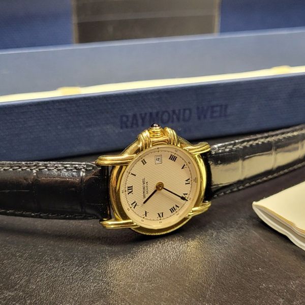 Vintage Ladies' Gold-Plated Raymond Weil Quartz Watch with Black ...
