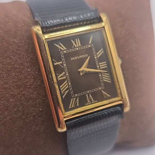 Movado Zenith Tank Style Gold Plated Bezel Manual Men's Wristwatch ...