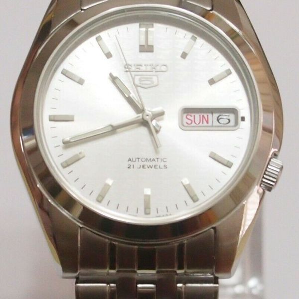 SEIKO 5 SNK355 Stainless Steel Sports Automatic Men's Silver Watch ...
