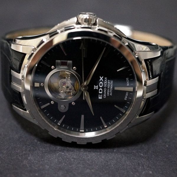 EDOX Grand Ocean Open Heart ETA 2824 Automatic - Leather Strap with ...