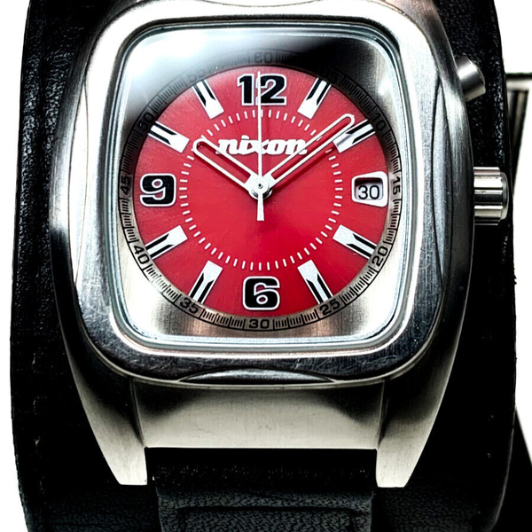Nixon EXCELLENT-RARE *RED DIAL* Powerslave Watch Vintage Leather Bund ...
