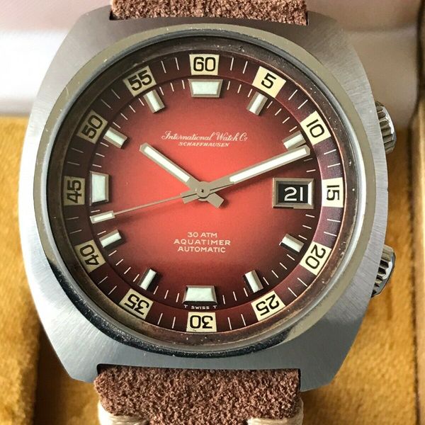 IWC Aquatimer 30ATM Automatic Divers 1970s ref 1816 Red Vignette Dial ...