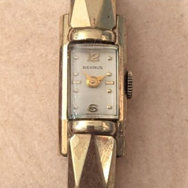 Vintage Benrus 10K Gold Filled Cuff Bracelet Swiss Watch Running ...