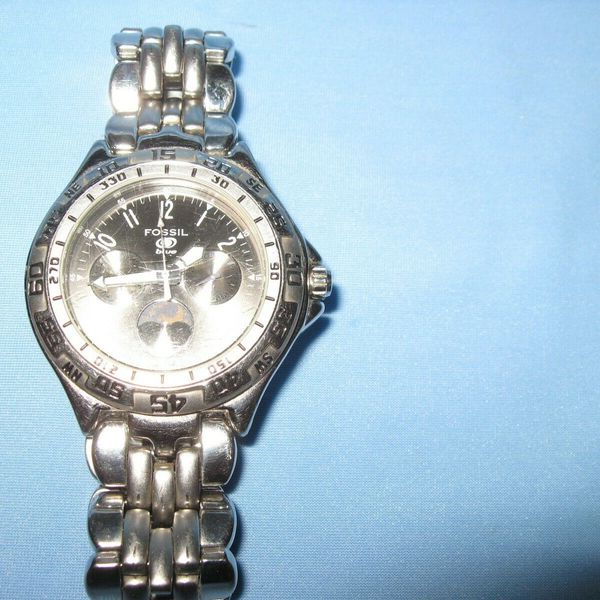 Fossil Blue BQ-8777 Men 100m Moon Phase Analog Quartz Watch Hour-Day ...