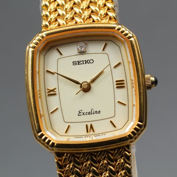 [Near MINT] Vintage SEIKO Exceline 7321-6600 20mm Gold Quartz Womenâ s ...