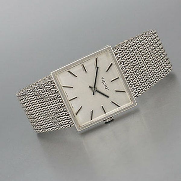 Tissot Vintage 585/14k Weissgold, Handaufzug Cal. 791, Milanaise ...