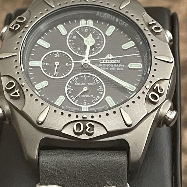 A RARE CITIZEN ECO-DRIVE CHRONOGRAPH TITANIUM 0855-H10350- SEE PICS FOR ...