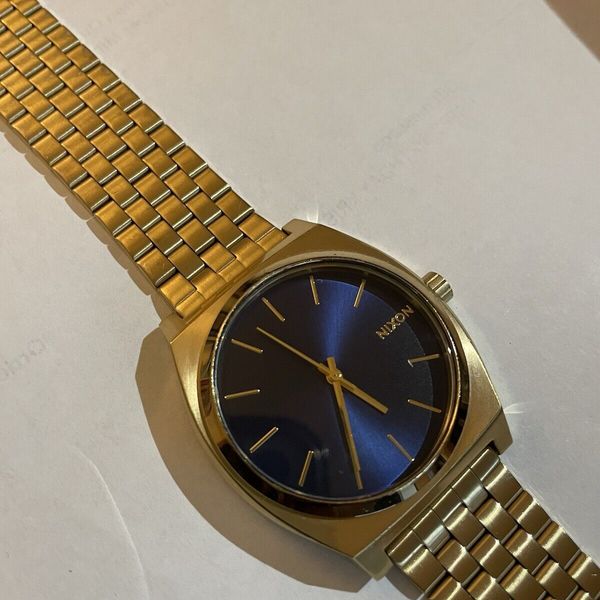 Nixon "Time Teller" Watch (All Light Gold/Cobalt) Stainless Steel ...