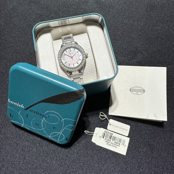Fossil ES-2189 Quartz Watch Jesse Crystal Edge Pink Silver Dial ...