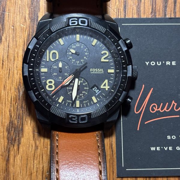 Fossil Menâ s Bronson Chronograph Quartz Stainless Steel Watch Leather ...