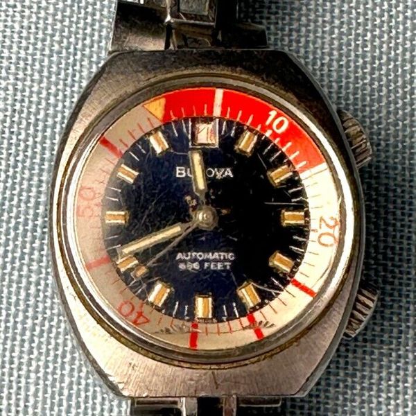 Vintage 1971 Bulova N1 Diver Automatic Watch Ladies Stainless Dual ...
