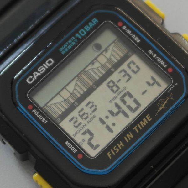 VINTAGE CASIO FT-100W FISH IN TIME DIGITAL WATCH JAPAN 1989 RARE MODULE ...