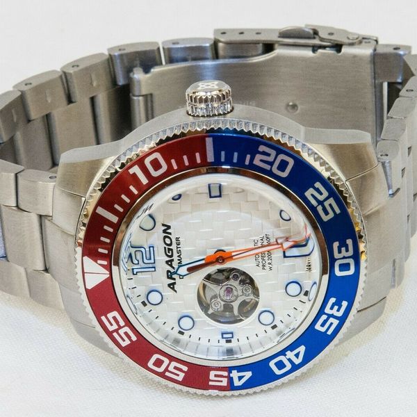 Aragon Divemaster 3 Open Heart Pepsi Dive Watch 45mm Seiko NH38 ...