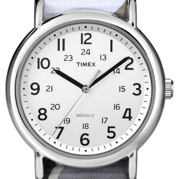 Timex Unisex T2P366 Weekender Grey Camo Slip-Thru Nylon Strap 38mm ...