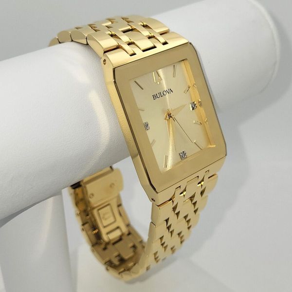 Bulova 97D120 Men's Futuro Quadra Diamond Accent Gold-Tone Watch -Macy ...