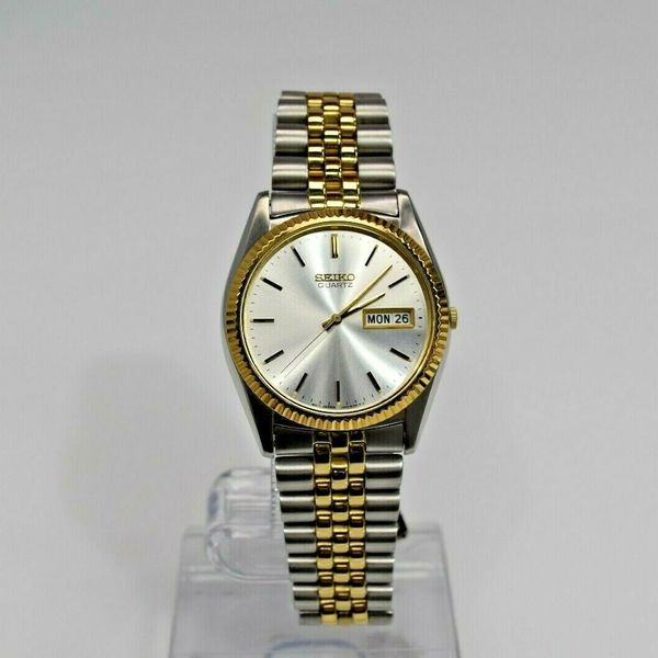 New Seiko Two Tone Silver Dial Date Day SGF204 295 Watch | WatchCharts Marketplace