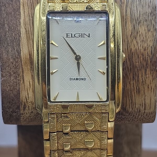 Very Rare Elgin Mens Gold Guilloche Dial Tank Dress Watch | WatchCharts ...