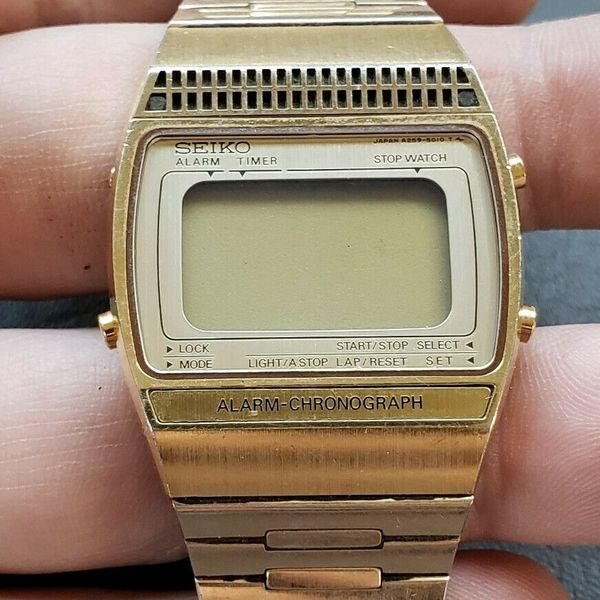 Vtg Seiko A259-5000 Watch LCD Alarm Chronograph James Bond Moonraker ...