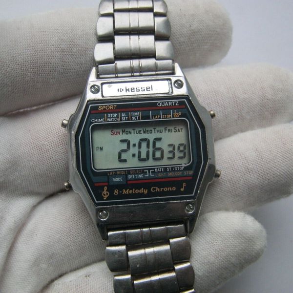 1980s Vintage Wrist Watch Kessel Quartz Digital 8 Melody Alarm ...
