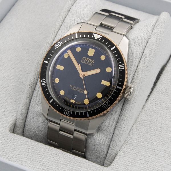 Men's Oris Diver Sixty-Five Automatic Watch Black Dial 37mm Full Set # ...