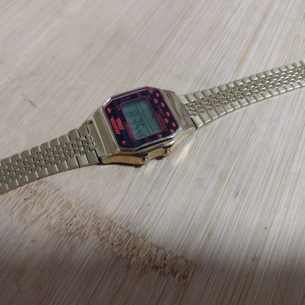 Rare Retro Timex T80 x Space Invaders 34mm Digital Watch Gold-Tone ...