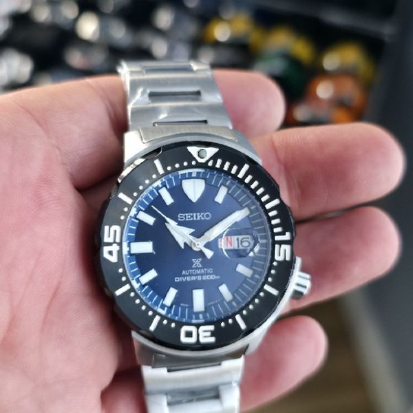 New Seiko Prospex Monster Stunning Blue Dial Watch -4R36 Soild Steel ...
