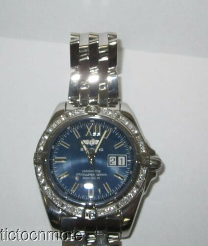 BREITLING CHRONOMETRE AUTOMATIC COCKPIT 49350 DIAMOND BEZEL WATCH ...