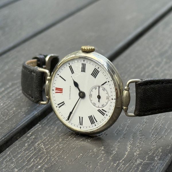 Vintage Longines Trench Watch â Enamel Dial with Red XII â 1918-1920 ...