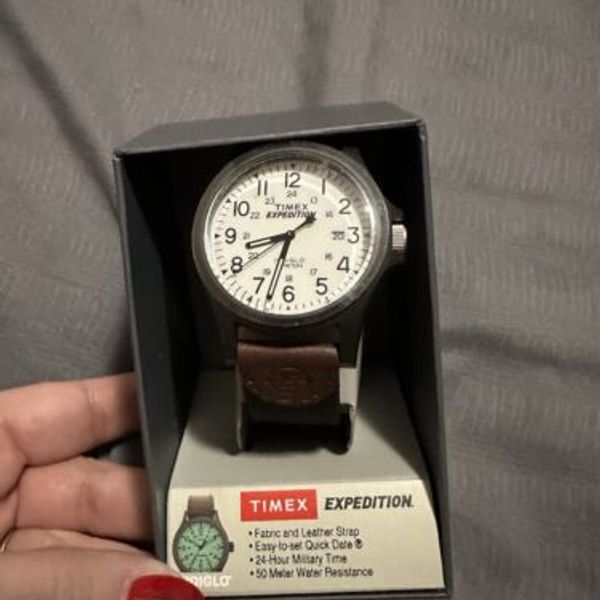 Timex Expedition Men's Watch Nylon Strap with Leather Trim Indiglo TW4B08200 | WatchCharts ...