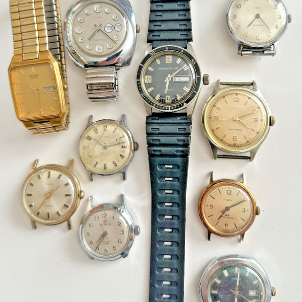 Lot of 10 Vintage Men's Watches To FIX. American Time Helbros Seiko Timex | WatchCharts Marketplace