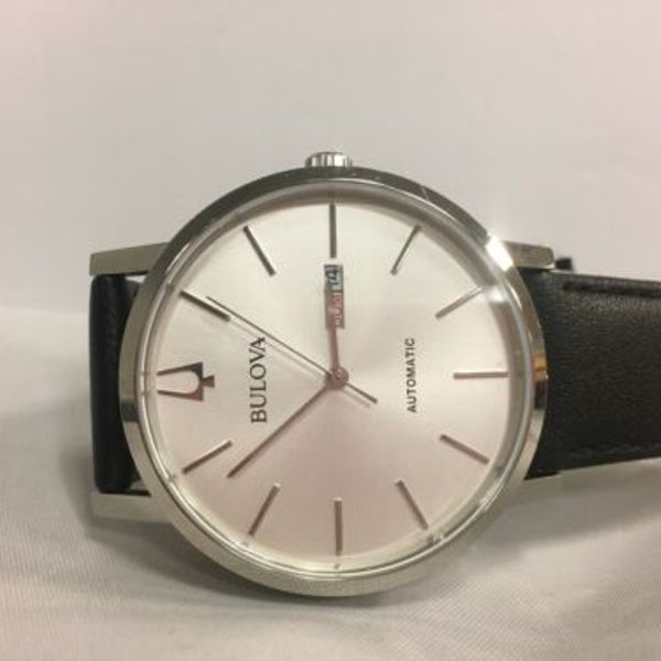 BULOVA Classic Automatic Silver Dial Leather Men's Watch - 96C130 MSRP ...