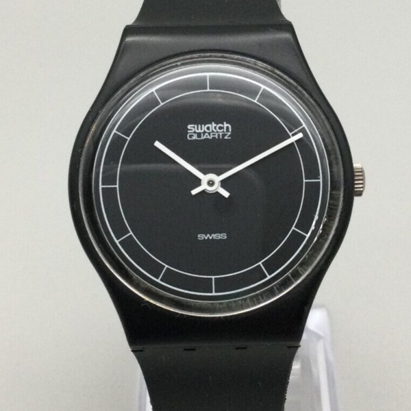 Vtg Swatch High Tech Watch Unisex Black Dial 34mm Swiss Made 1984 New ...