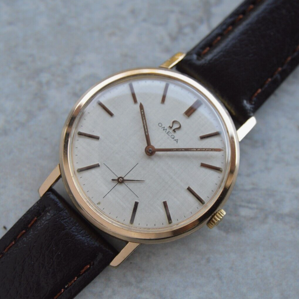 1962 Vintage Omega Small Seconds Gold Linen Dial Rare Mechanical Dress ...