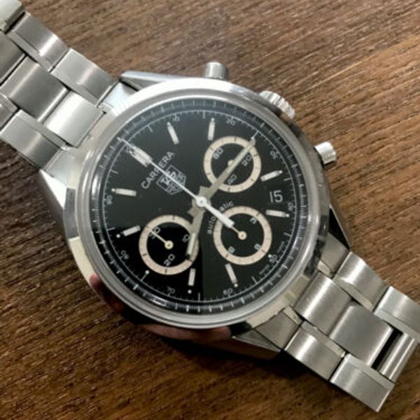 $4100 AUTHENTIC BLACK TAG HEUER CARRERA REISSUE CHRONOGRAPH DATE 39mm W ...