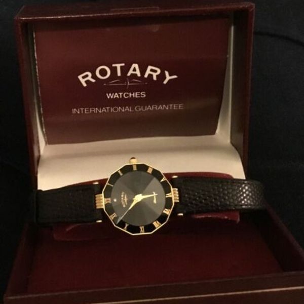 Rare Rotary Diamond Watch Black Decagon Shaped Face In Original Box ...