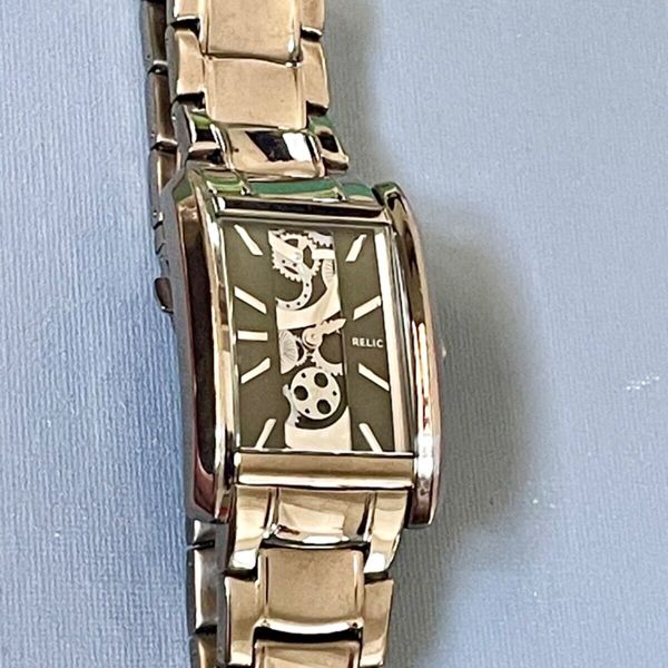 Relic by Fossil Menâ s Automatic Skeleton Rectangle Gunmetal Watch A311 ...