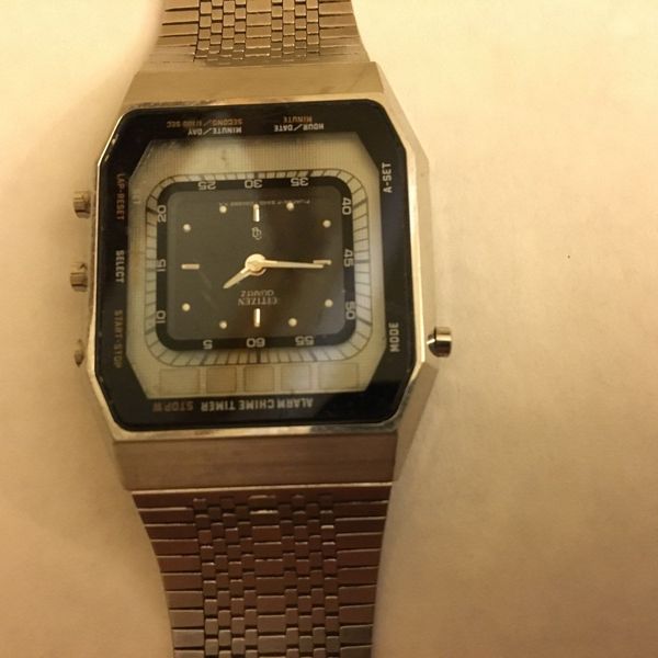 RARE VINTAGE CITIZEN CRONO STAINLESS MEN'S WATCH ALARM,CHIME,TIMER ...